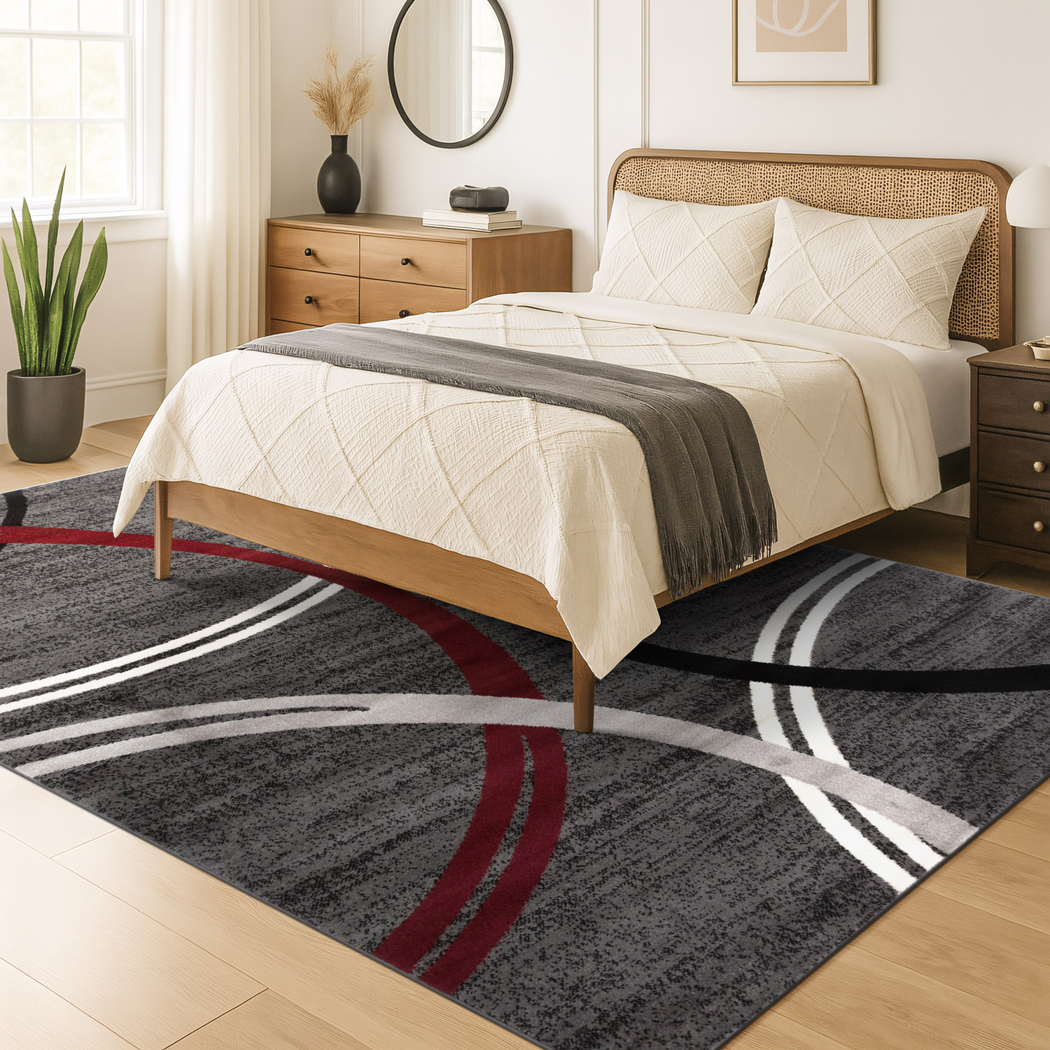 Rugshop Area Rug Modern Abstract Circles Design Red Rugs Carpet for ...
