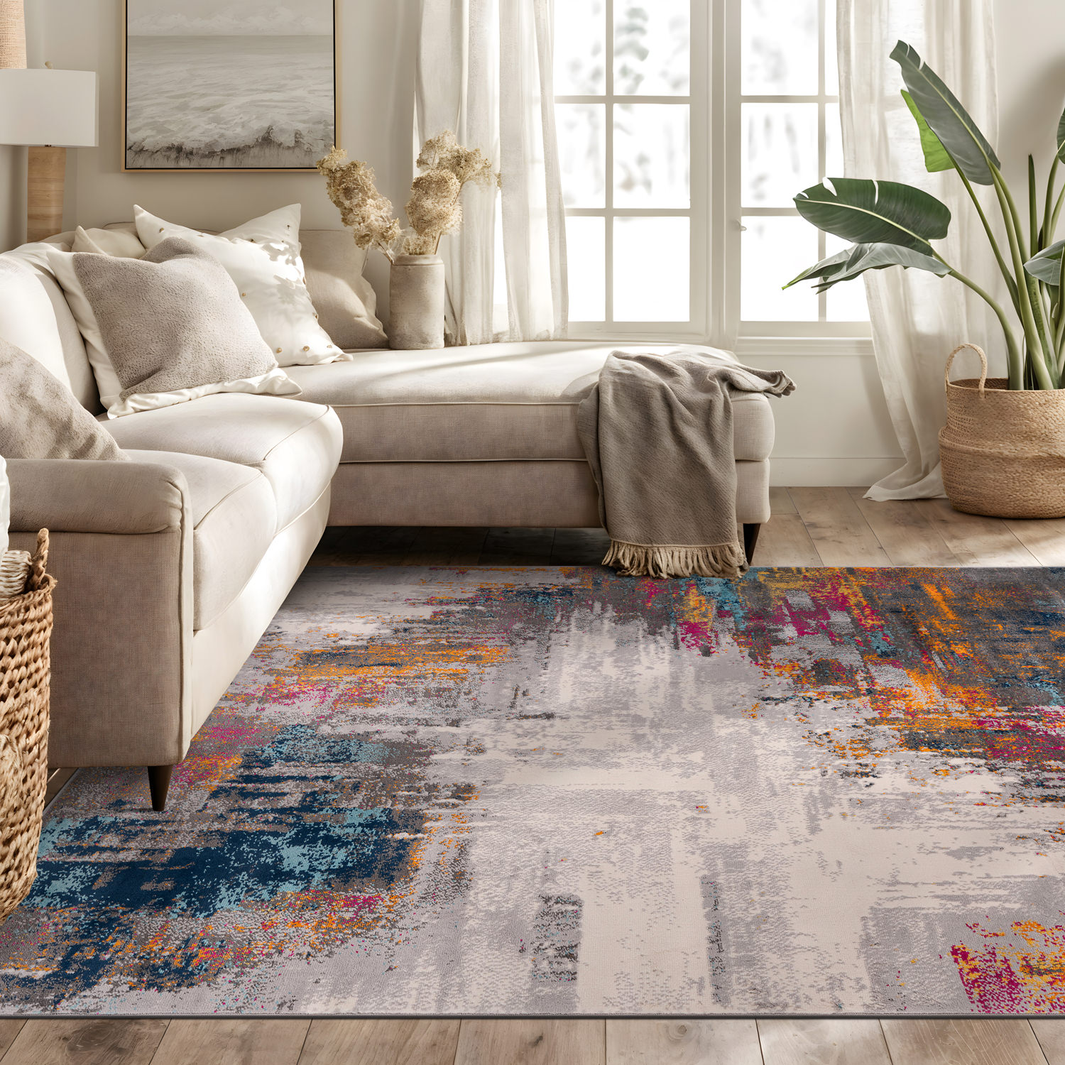 Rugshop Area Rug Bari Contemporary Abstract Art Rugs Living Room Rug ...