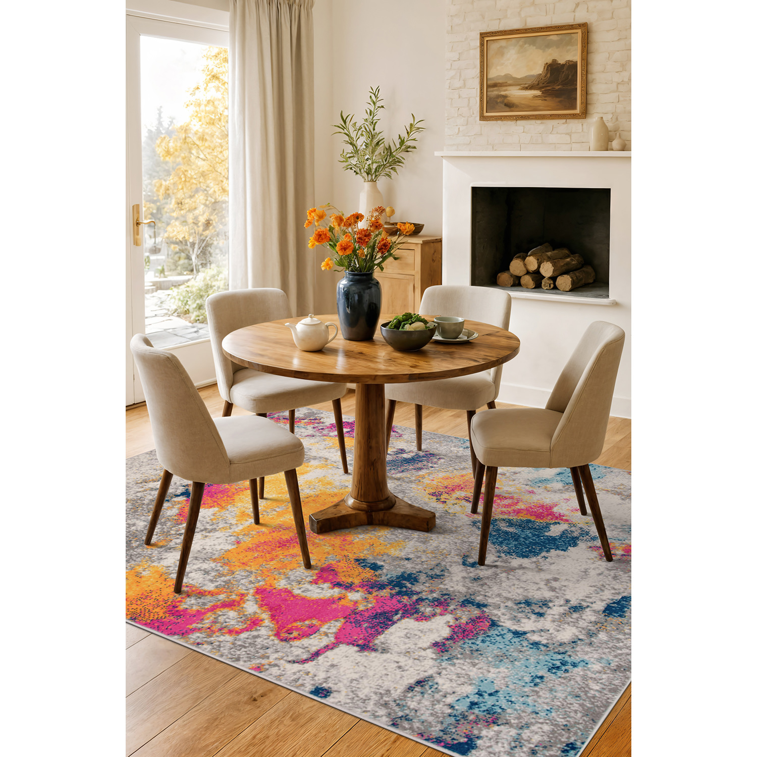Rugshop Area Rug Abstract Contemporary Carpet Multi Color Rugs for ...