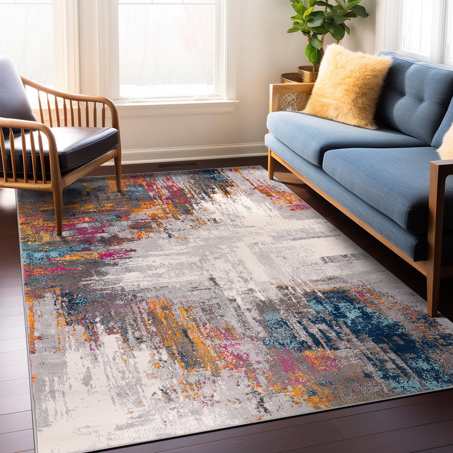 Rugshop Area Rug Bari Contemporary Abstract Art Rugs Living Room Rug ...