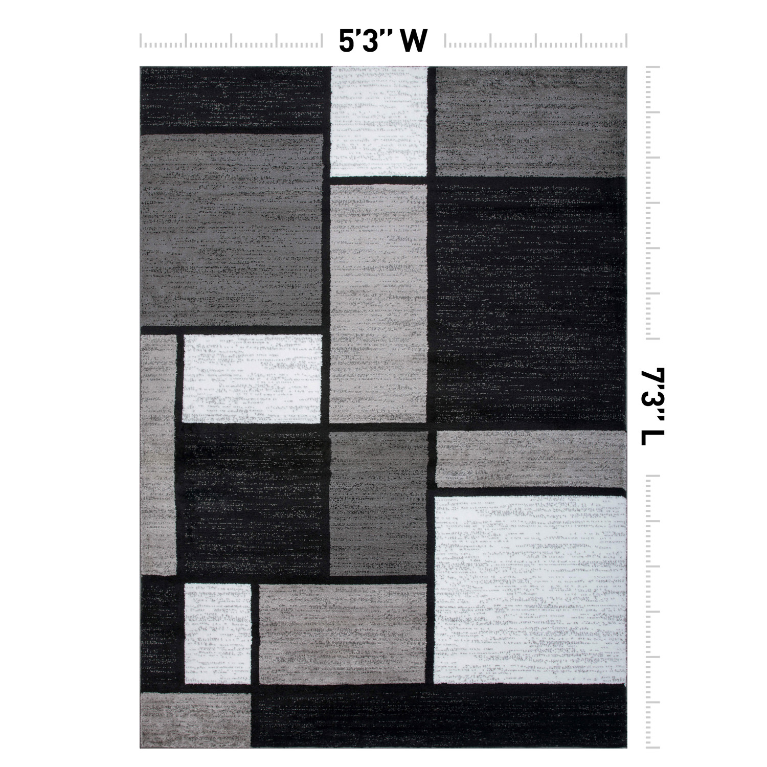 Rugshop Area Rug Contemporary Modern Boxed Color Block Rugs for Living ...